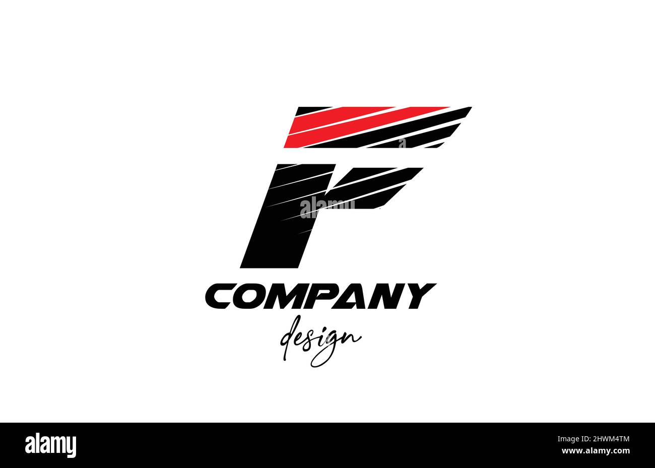 black and red F alphabet letter logo icon. Creative design for business ...