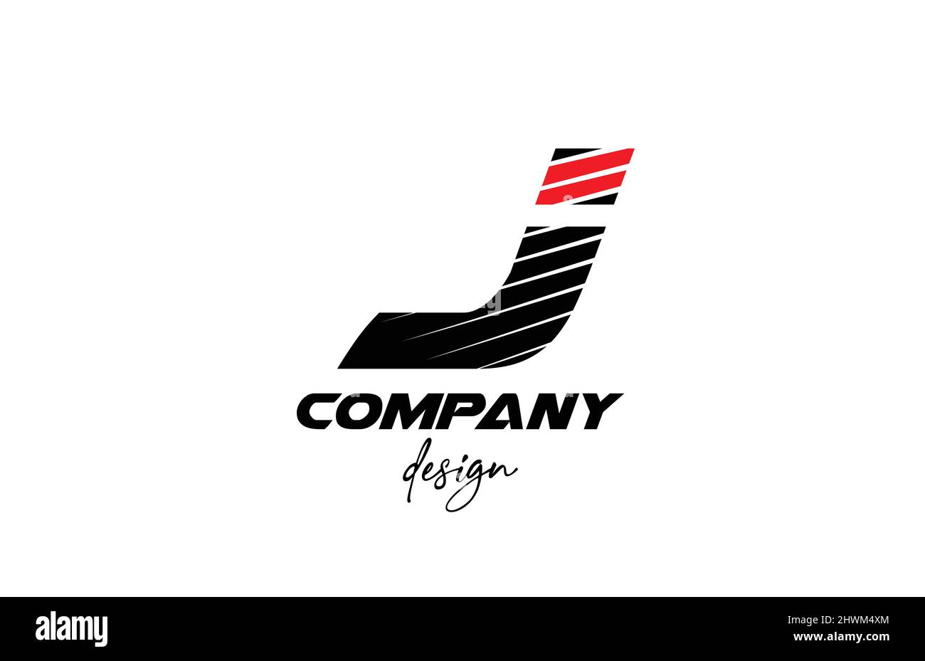 black and red J alphabet letter logo icon. Creative design for business ...