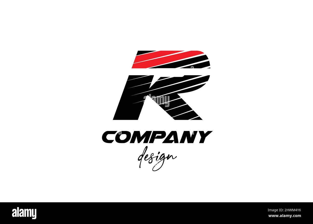 black and red R alphabet letter logo icon. Creative design for business ...