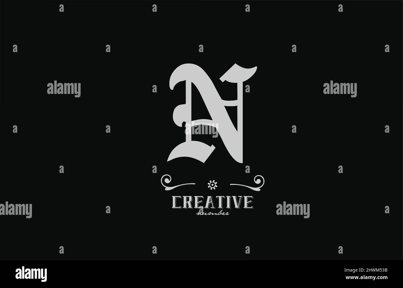 vintage N alphabet letter logo icon design. Creative company template in black and white Stock ...