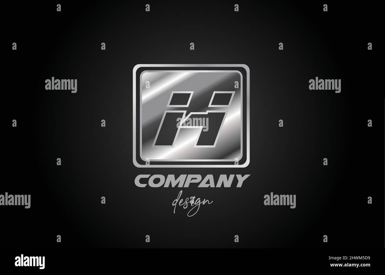 silver metal H alphabet letter logo icon with square design. Creative ...