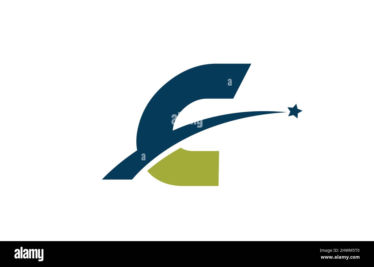 blue green C alphabet letter logo icon with star. Creative design for ...