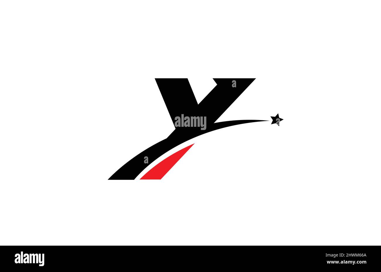Y red black alphabet letter logo icon design with swoosh and star ...