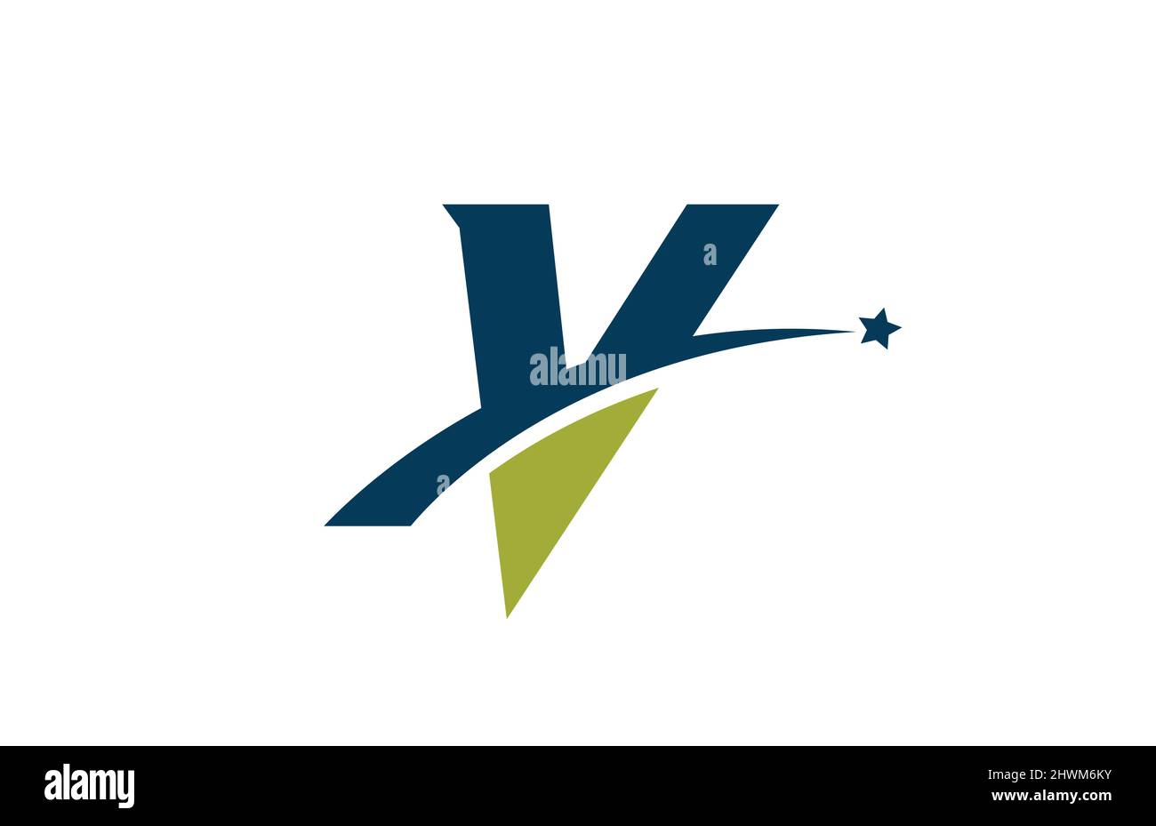 blue green V alphabet letter logo icon with star. Creative design for ...