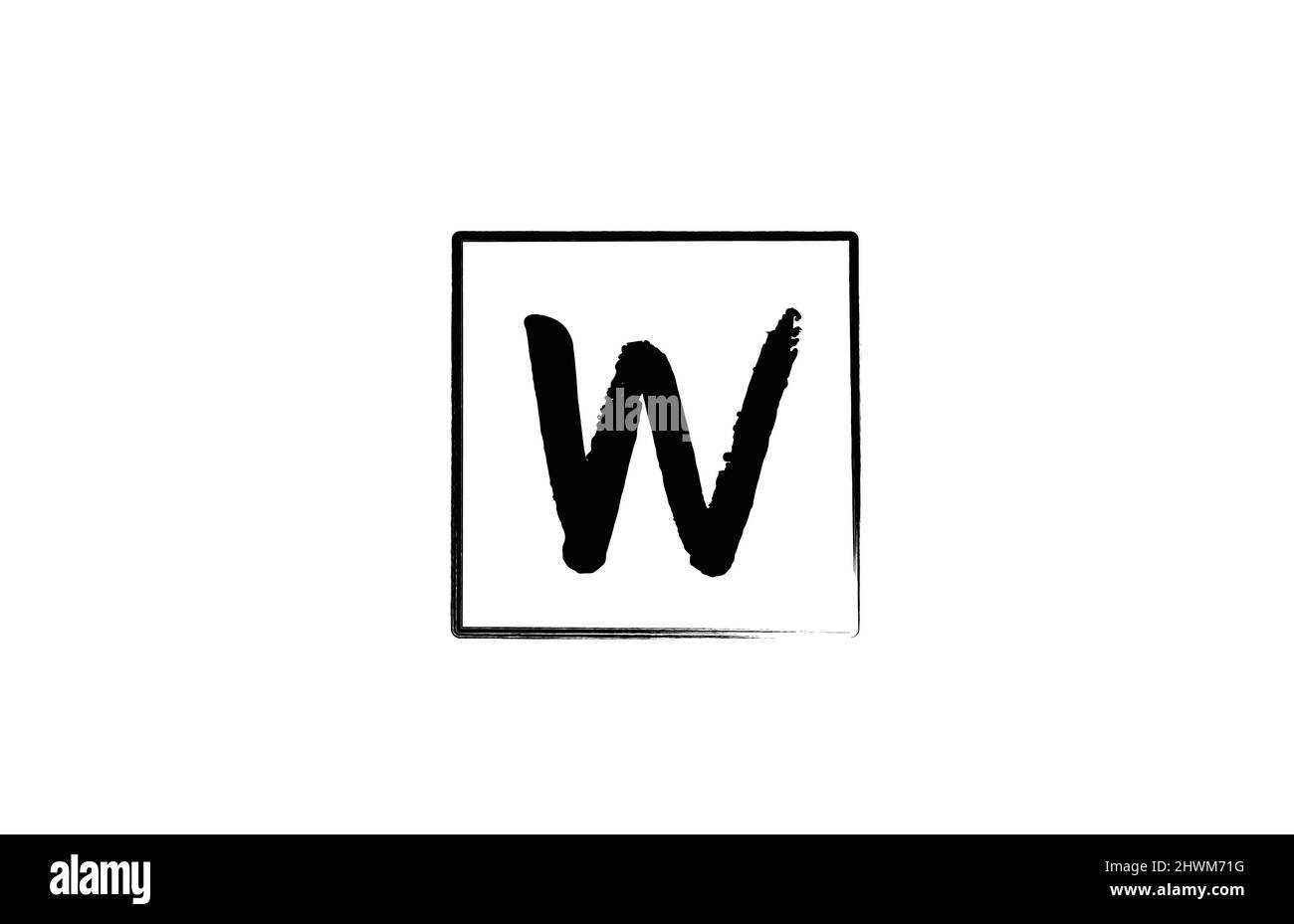grunge W alphabet letter logo icon with square. Creative design ...