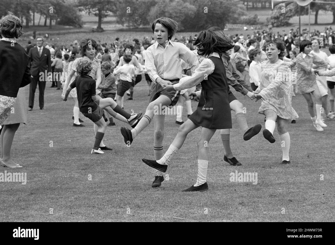 Children country dancing in Teesside. 1972 Stock Photo - Alamy