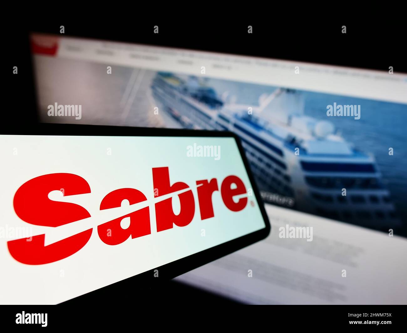 Smartphone with logo of American travel technology company Sabre ...
