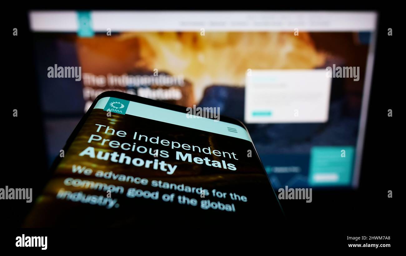 Mobile phone with website of British London Bullion Market Association ...