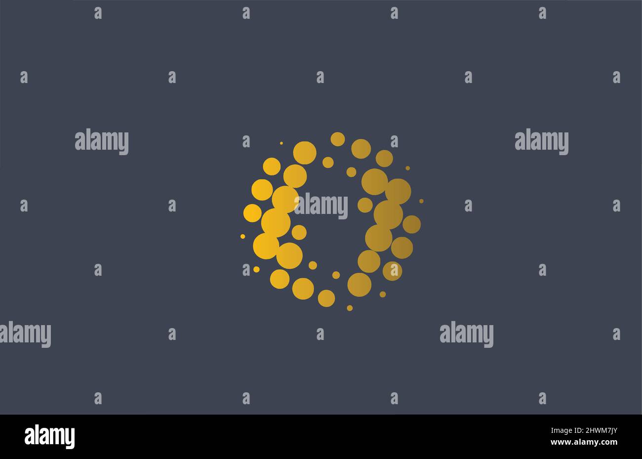 yellow dotted O alphabet letter logo icon design. Creative template for ...