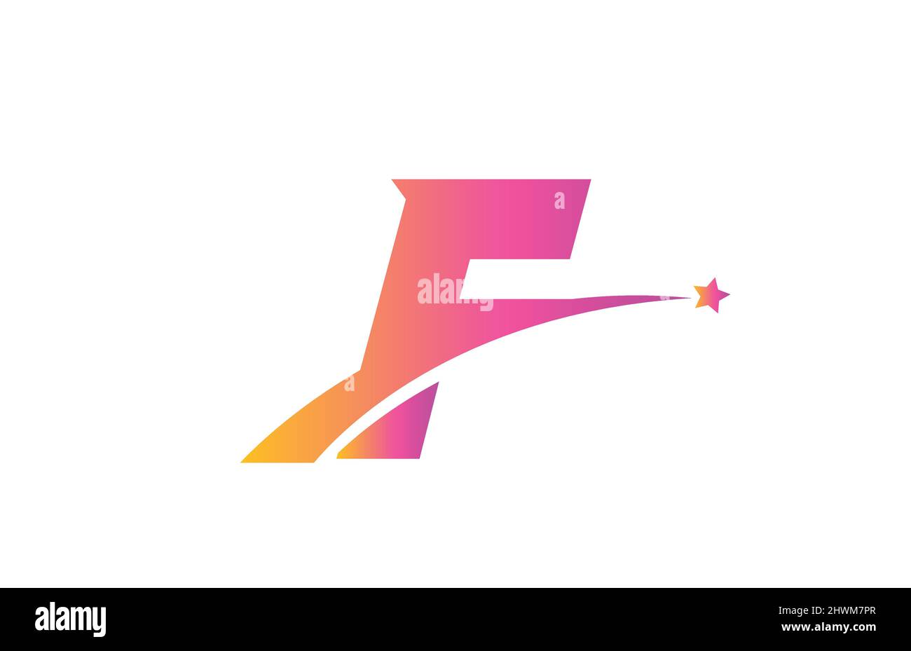 pink star F alphabet letter logo icon design with swoosh. Creative ...