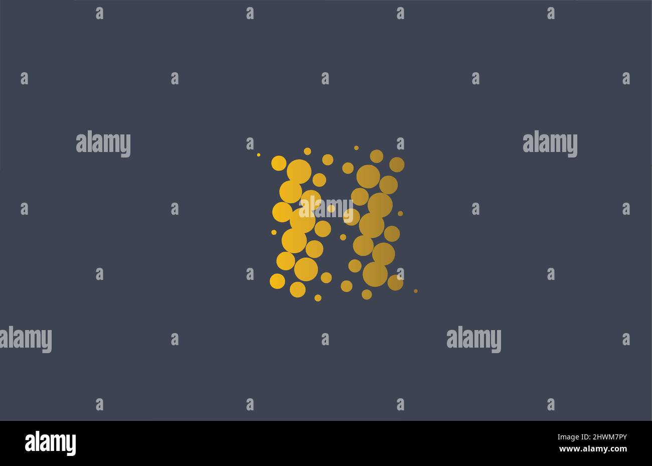 yellow dotted H alphabet letter logo icon design. Creative template for ...