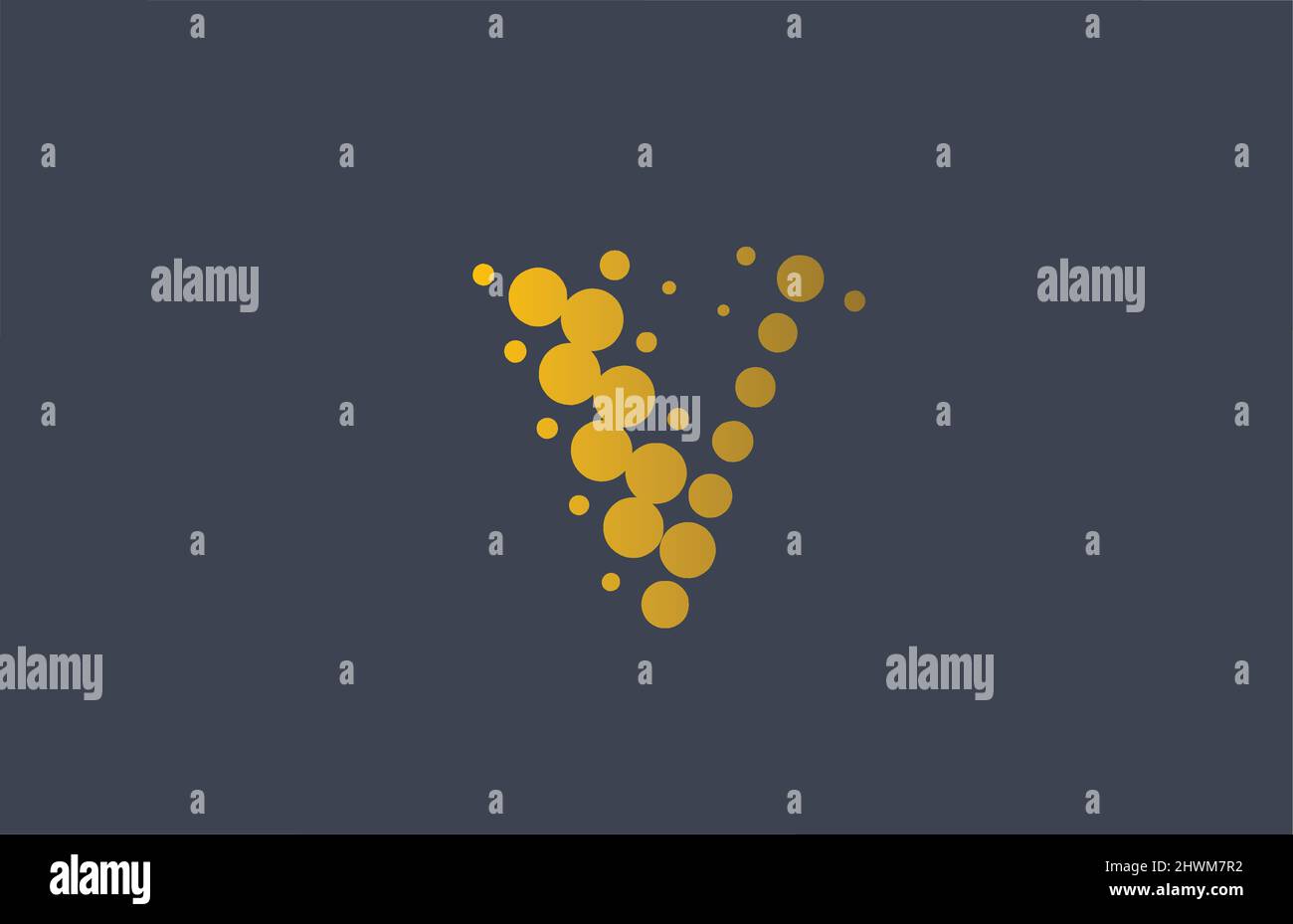 yellow dotted V alphabet letter logo icon design. Creative template for ...