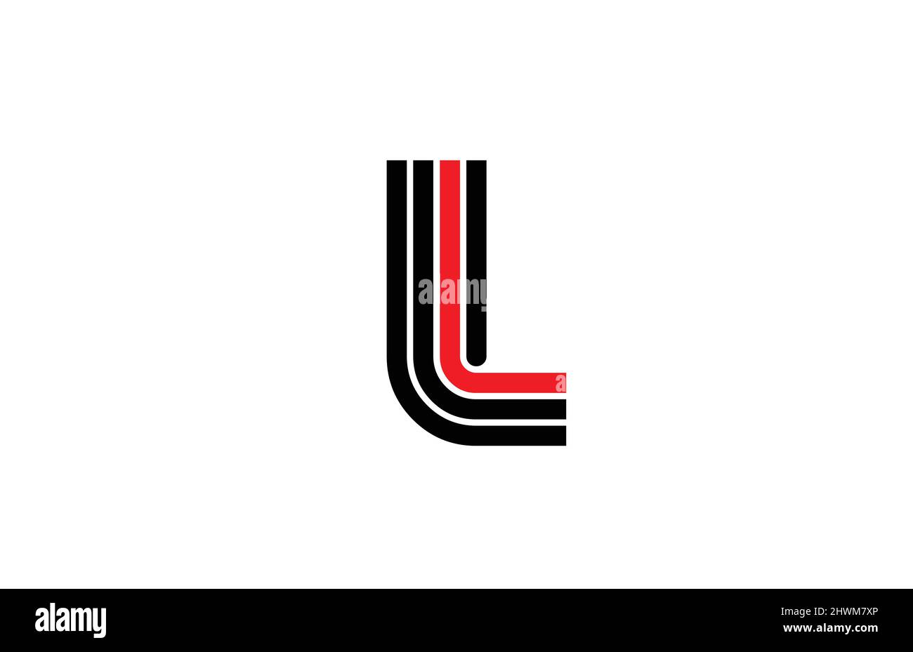 red line L alphabet letter logo icon. Creative design template for ...