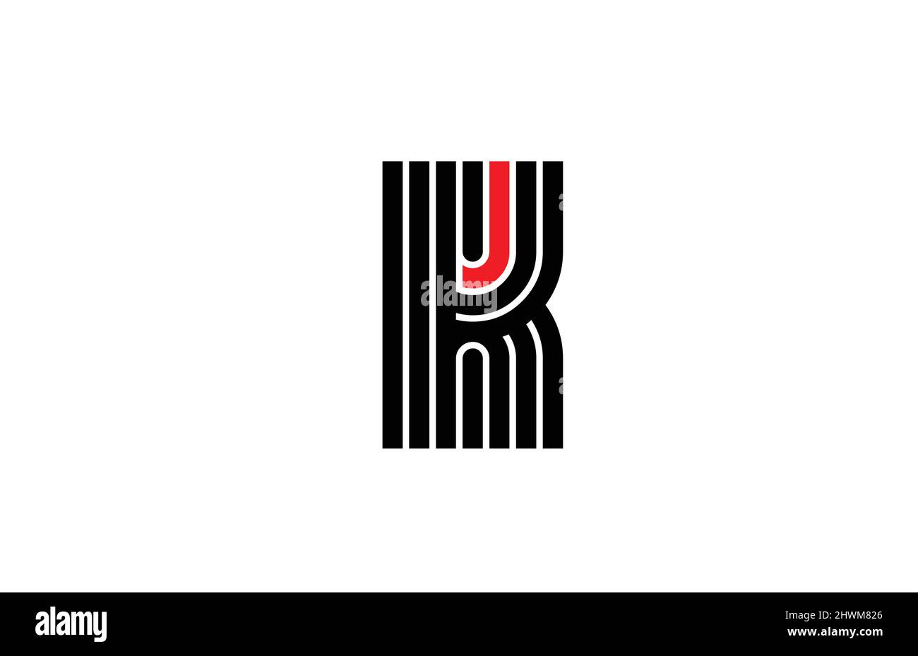 red line K alphabet letter logo icon. Creative design template for ...
