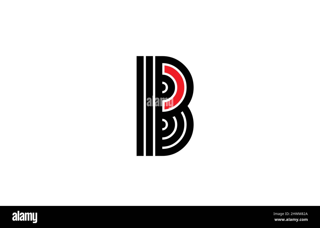 red line B alphabet letter logo icon. Creative design template for ...