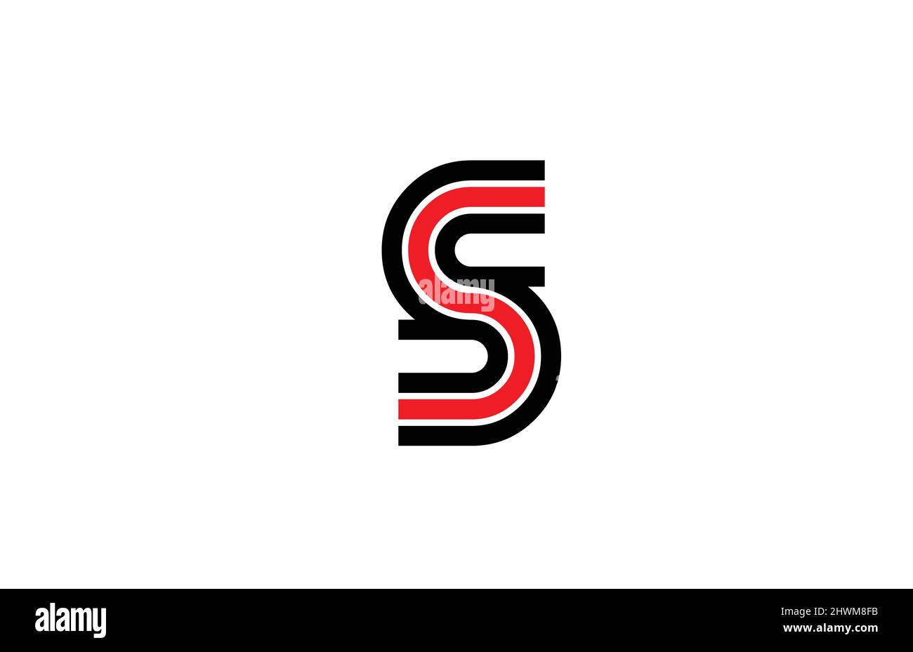 red line S alphabet letter logo icon. Creative design template for ...