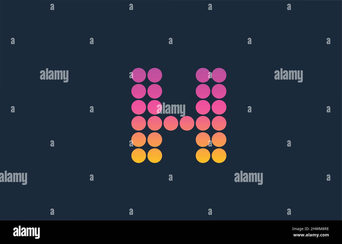 H pink yellow dotted alphabet letter logo icon design. Creative ...