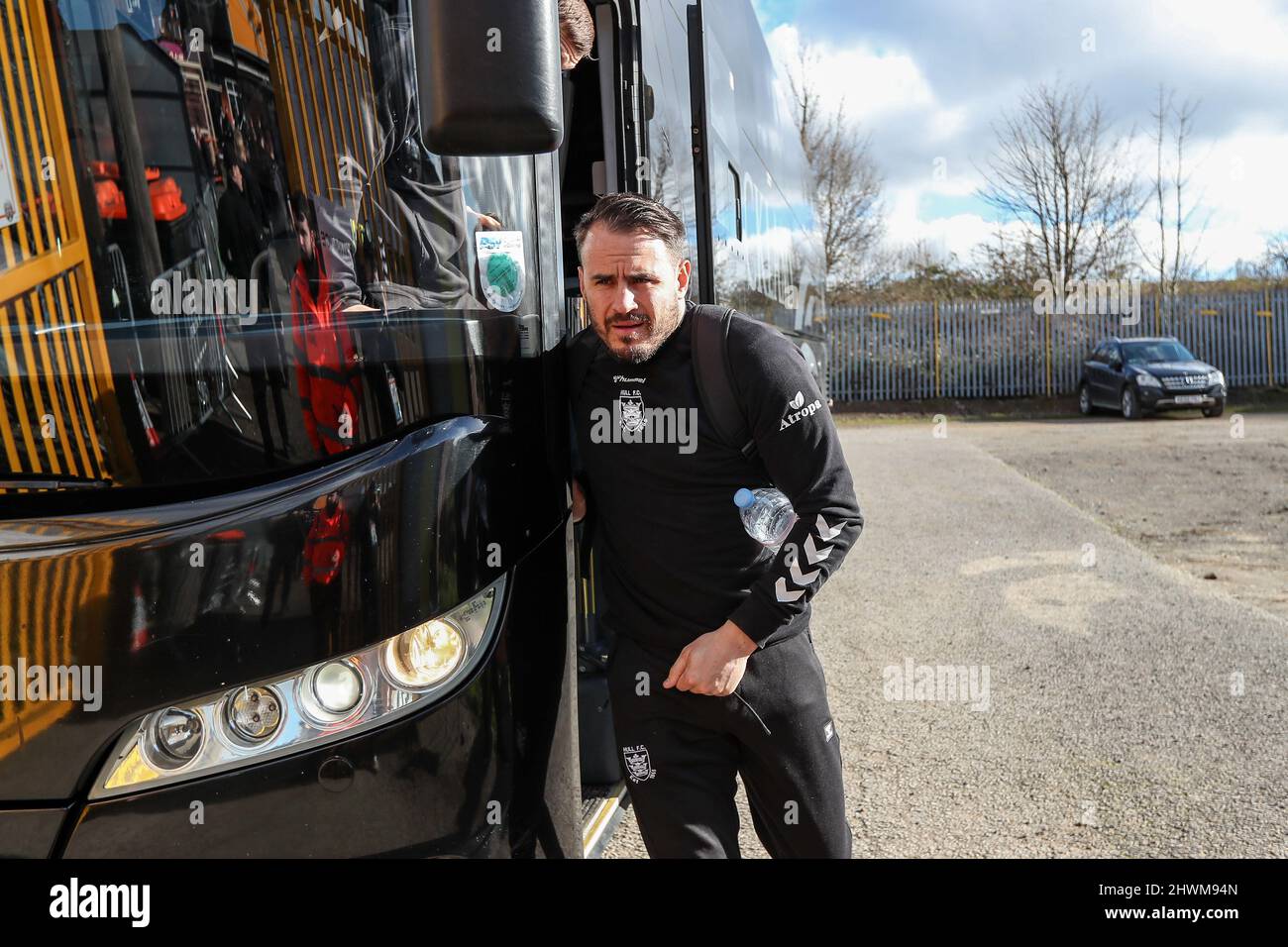 Josh Reynolds #6 of Hull FC arrives at The Mend-A-Hose Jungle Stadium ...