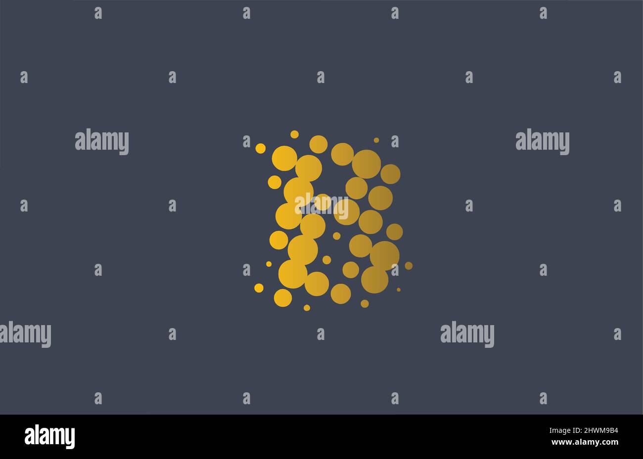 yellow dotted B alphabet letter logo icon design. Creative template for ...