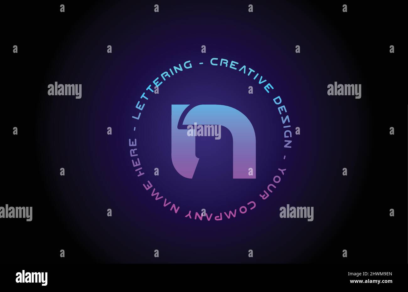 N text alphabet letter logo icon design. Creative template for business and company with circle ...