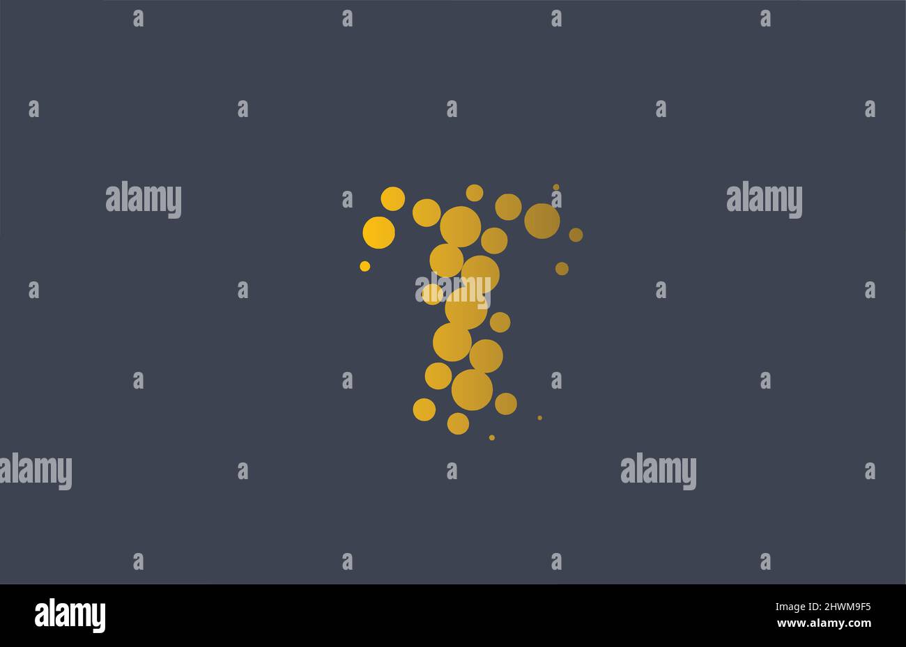 yellow dotted T alphabet letter logo icon design. Creative template for ...