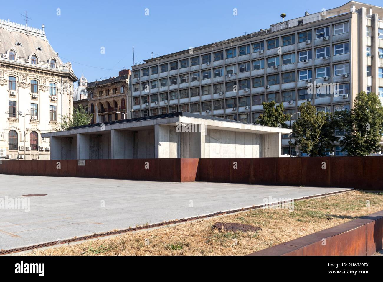 BUCHAREST, ROMANIA - AUGUST 16, 2021: Holocaust Memorial at the center of city of Bucharest ...