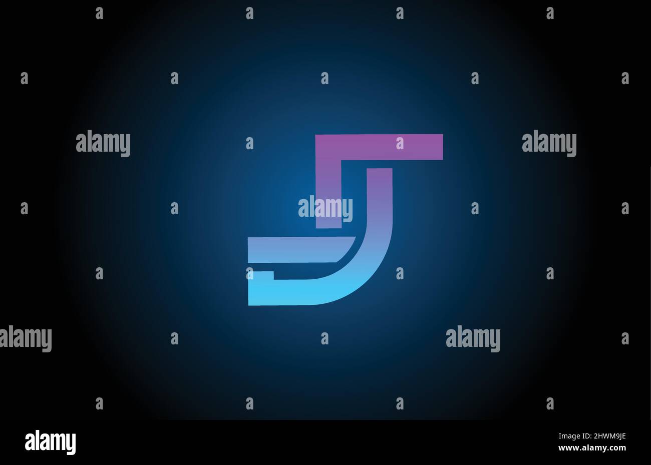 J blue alphabet letter logo icon with line design. Creative template ...