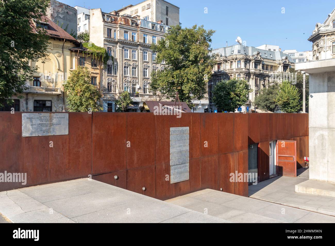 BUCHAREST, ROMANIA - AUGUST 16, 2021: Holocaust Memorial at the center ...