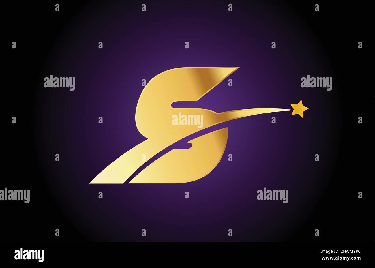 gold golden S alphabet letter logo icon with star. Creative design for ...