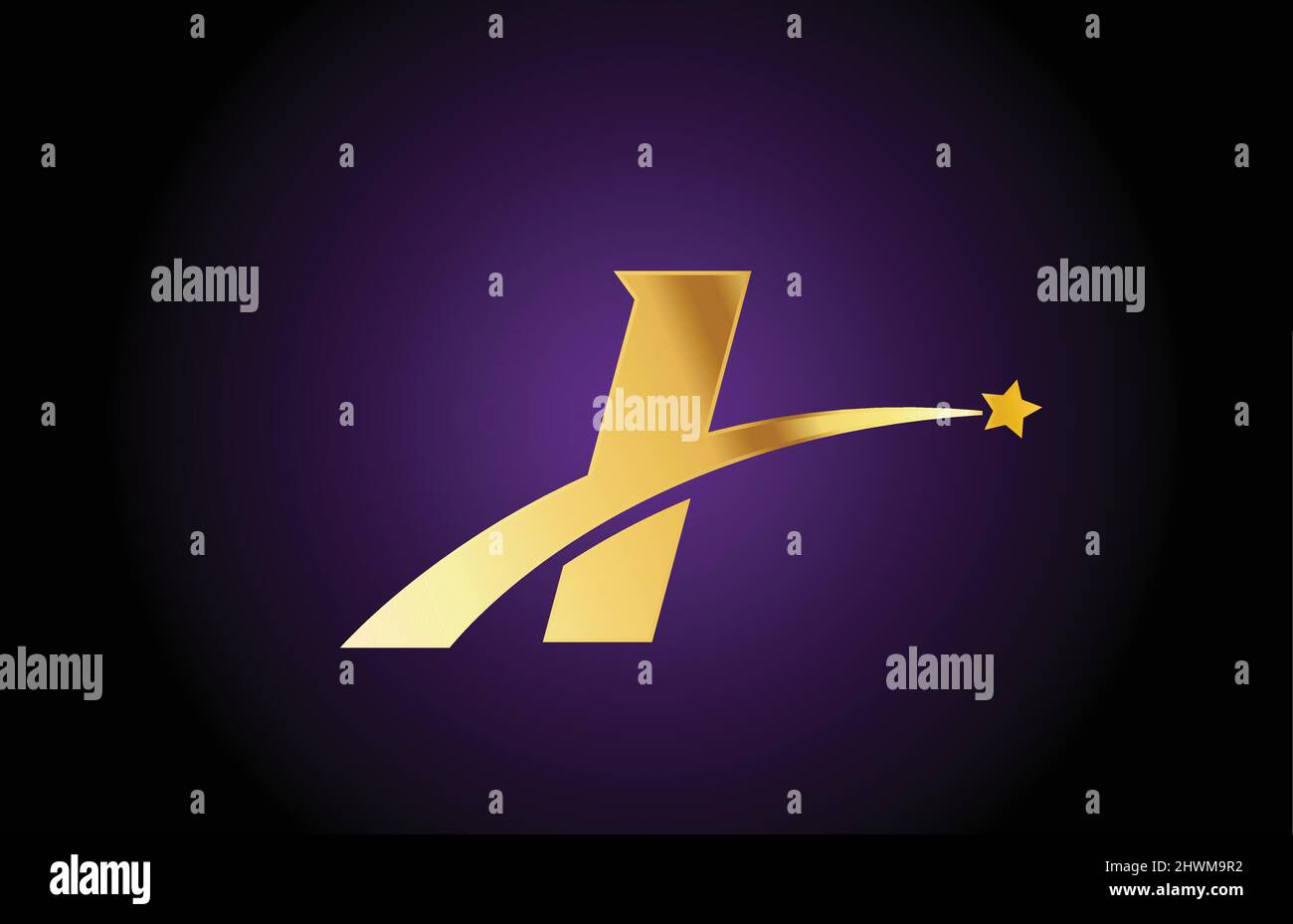 gold golden I alphabet letter logo icon with star. Creative design for ...