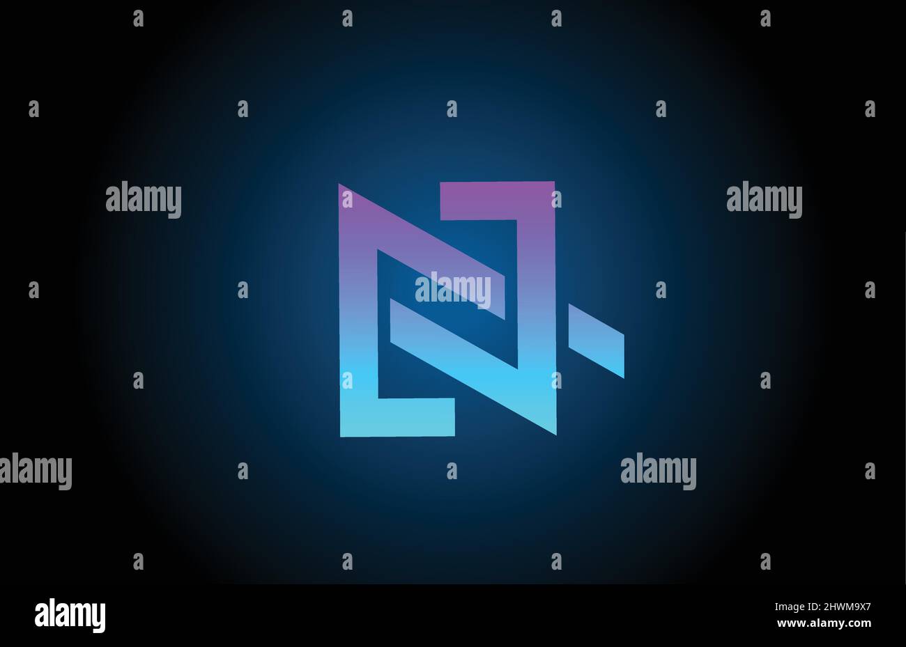 N blue alphabet letter logo icon with line design. Creative template ...