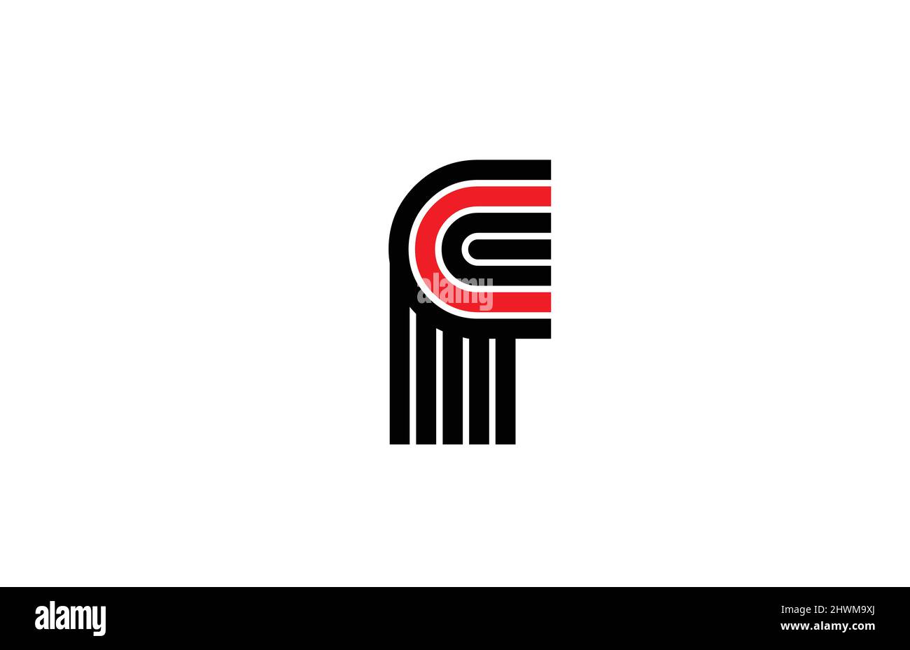 red line F alphabet letter logo icon. Creative design template for ...
