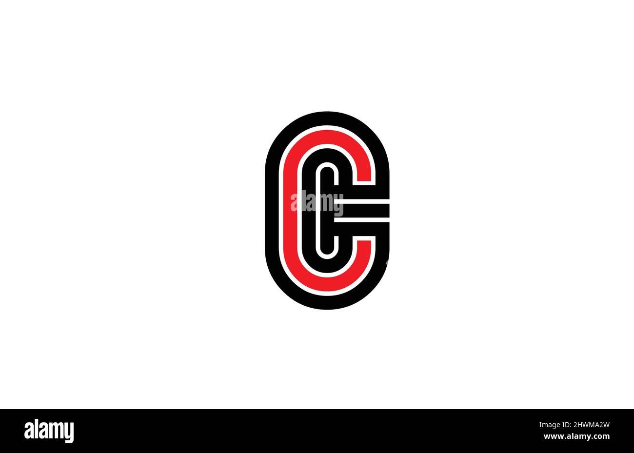 red line C alphabet letter logo icon. Creative design template for ...