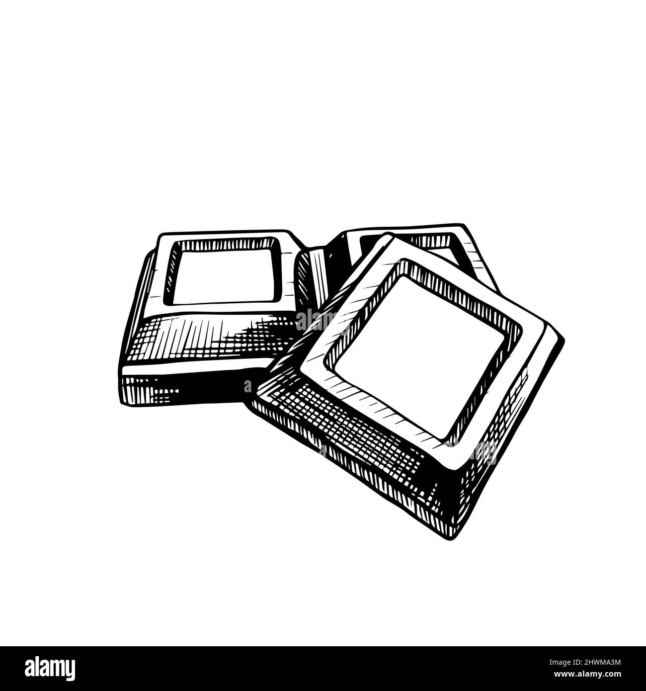 Pieces of chocolate in hand drawn engraving style. Vector illustration ...