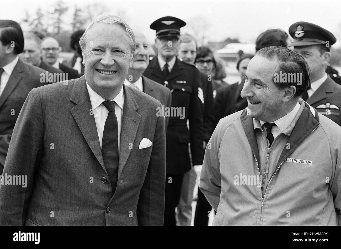 Prime Minster Edward Heath flies Concorde. He is pictured with test ...