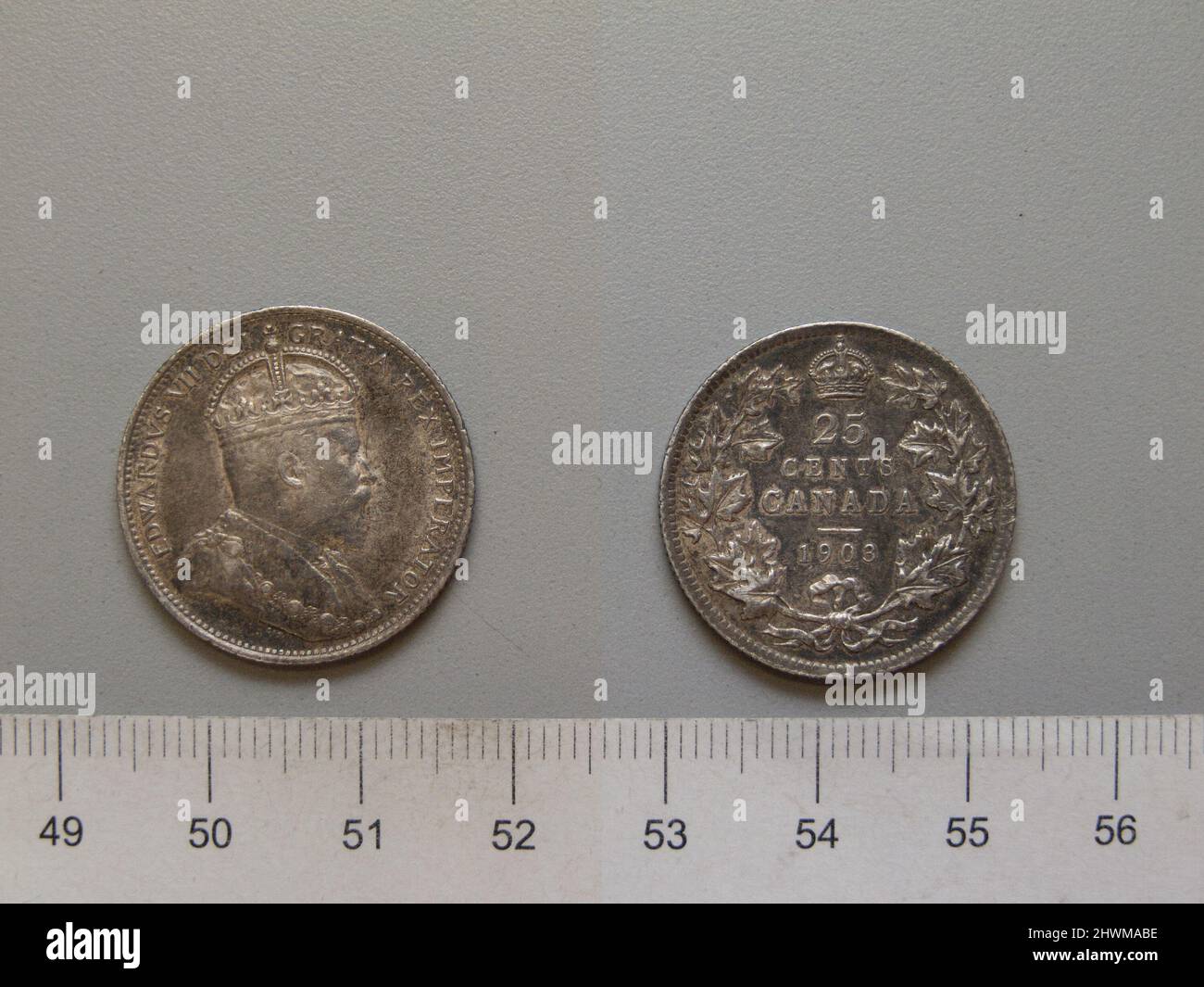 25 Cents of Edward VII, King of Great Britain from London. Ruler ...