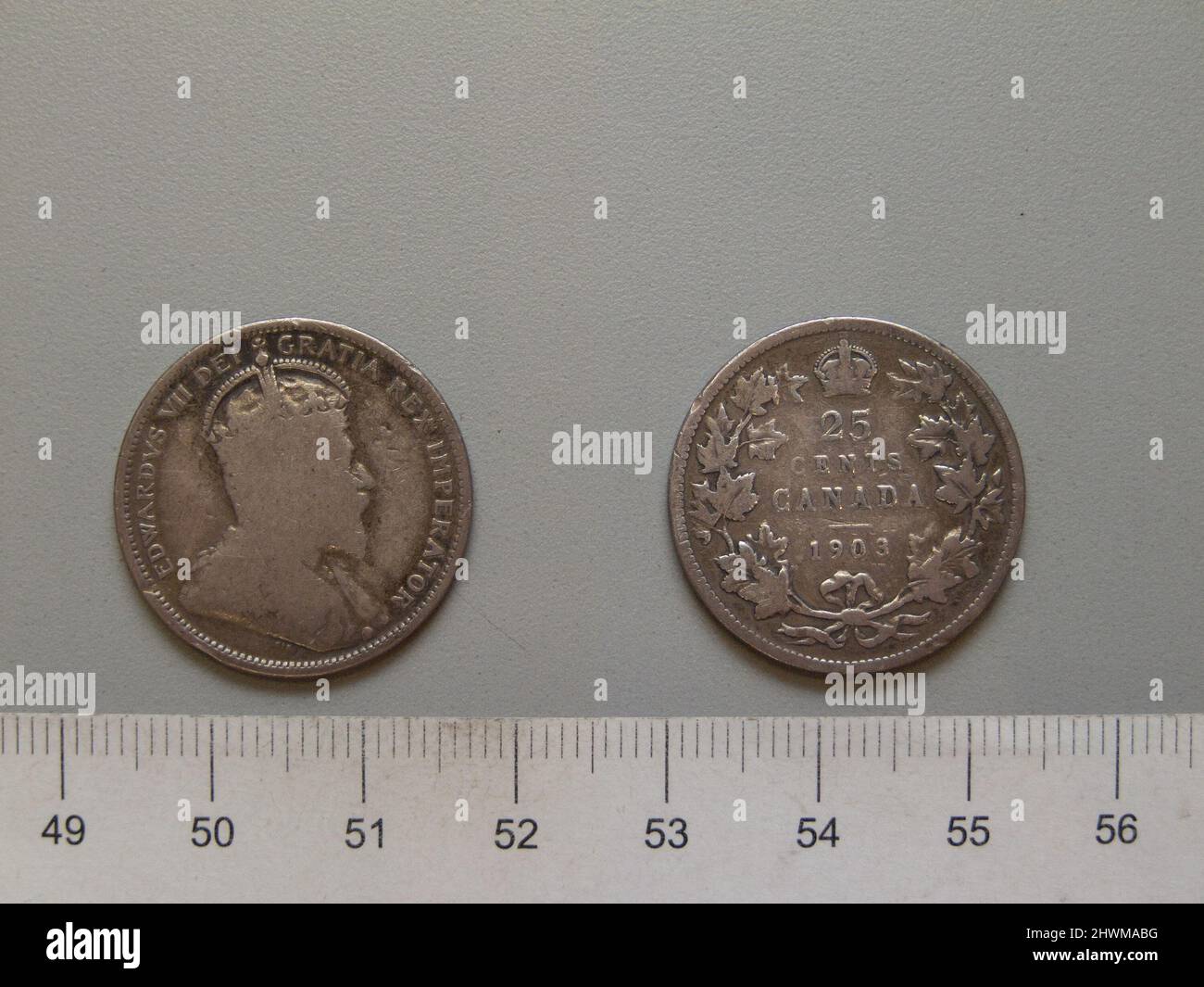 25 Cents of Edward VII, King of Great Britain from London. Ruler ...