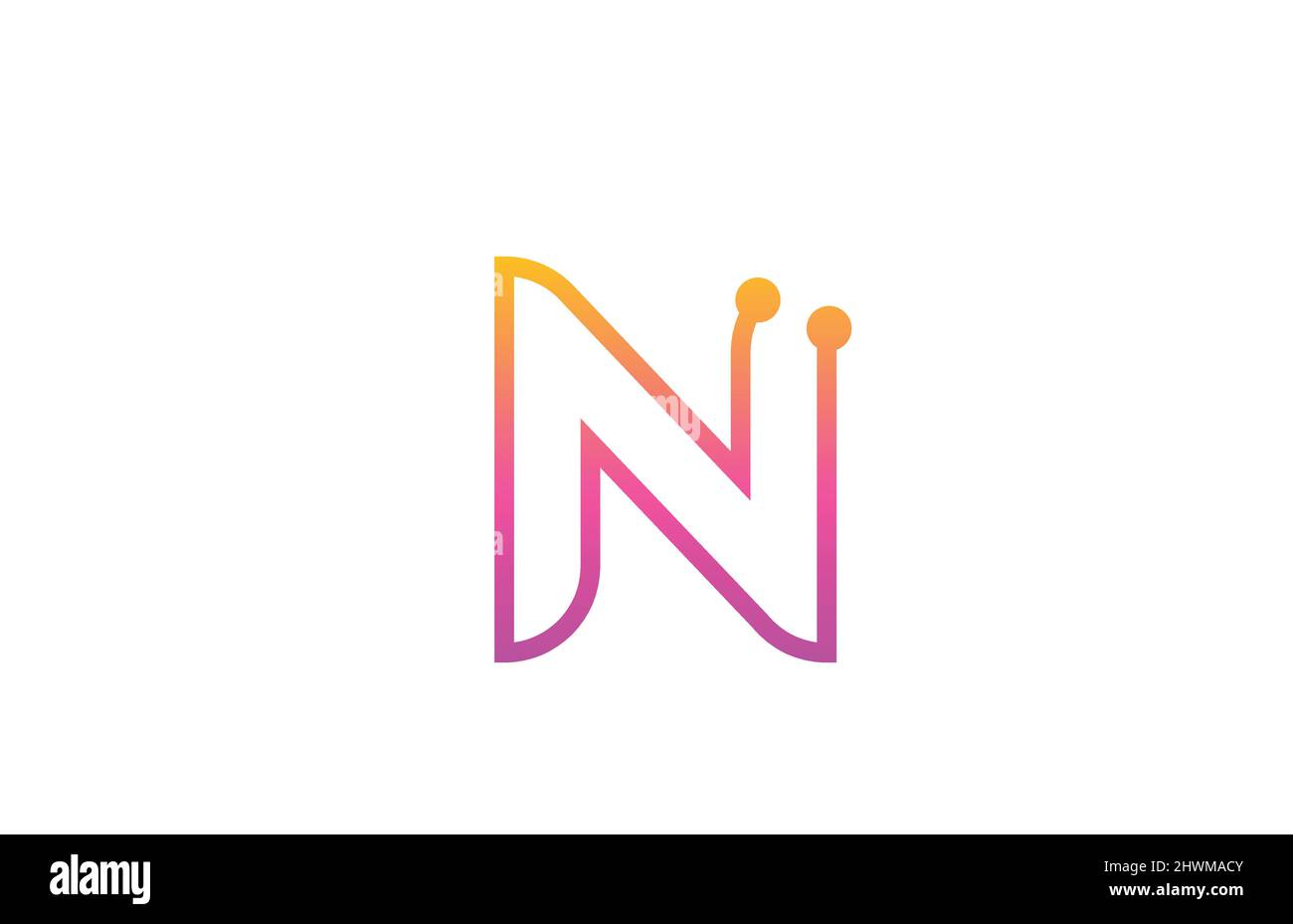 N pink alphabet letter logo icon design with dot. Creative template for ...
