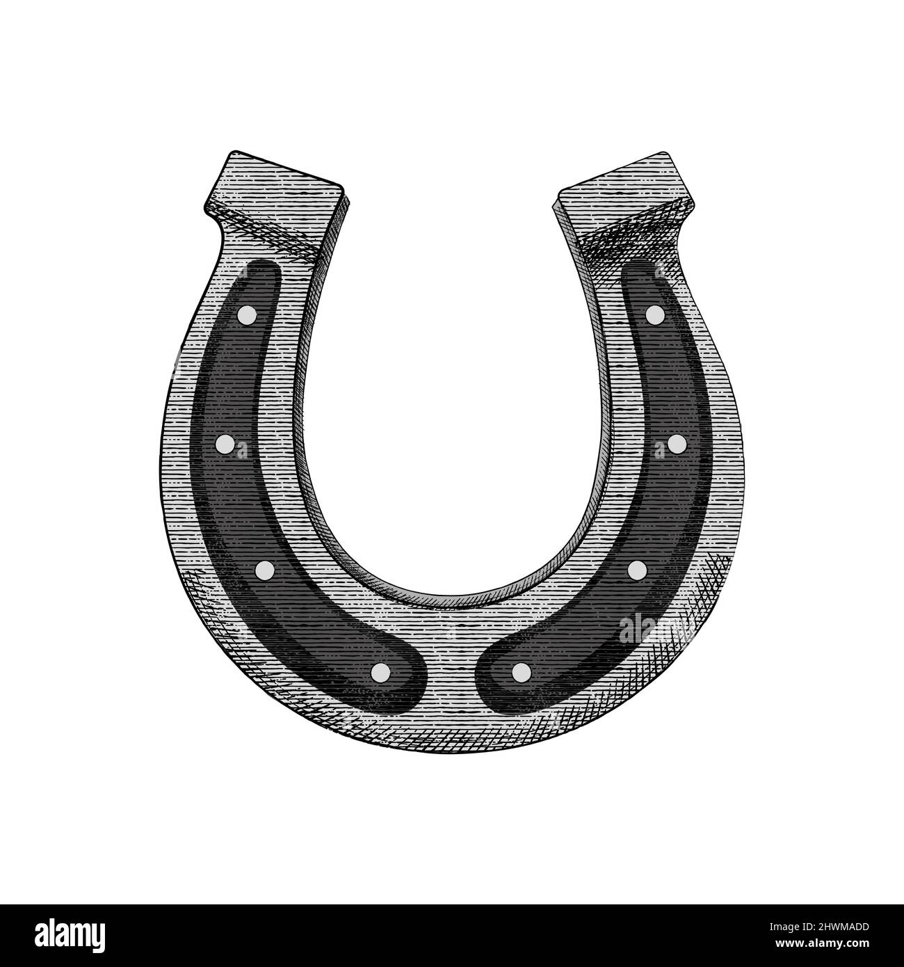 Horseshoe in vintage engraved style. Vector illustration, isolated on ...