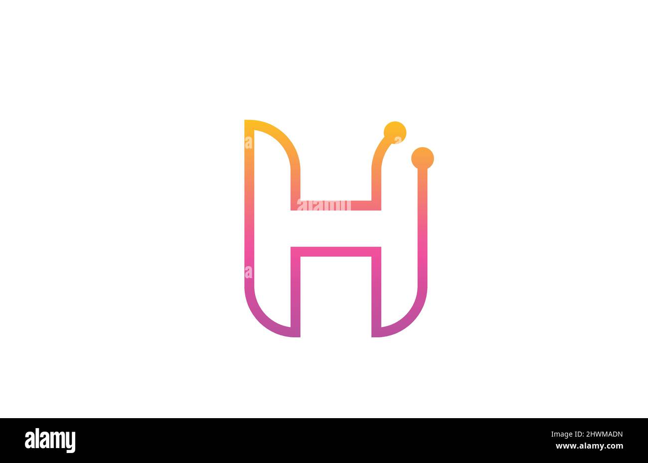 H pink alphabet letter logo icon design with dot. Creative template for ...