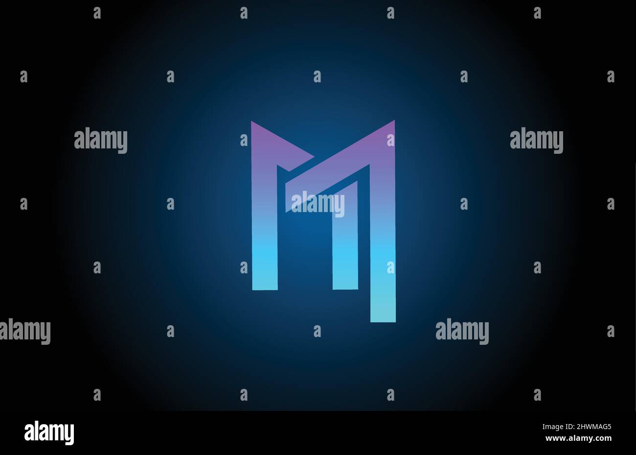 M blue alphabet letter logo icon with line design. Creative template ...