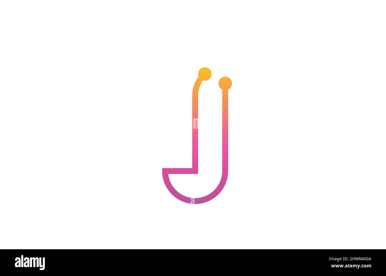 J pink alphabet letter logo icon design with dot. Creative template for ...