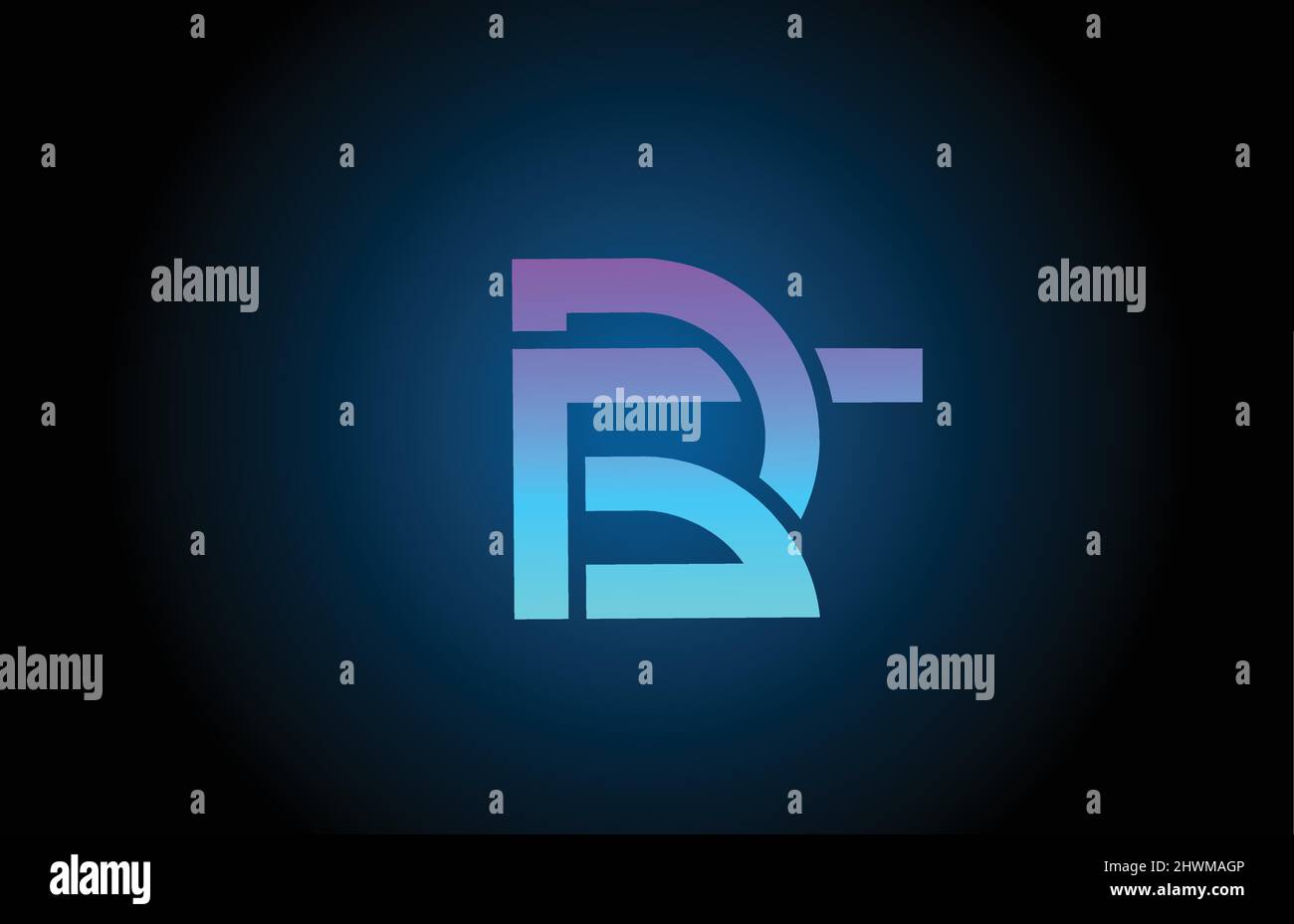 R blue alphabet letter logo icon with line design. Creative template ...
