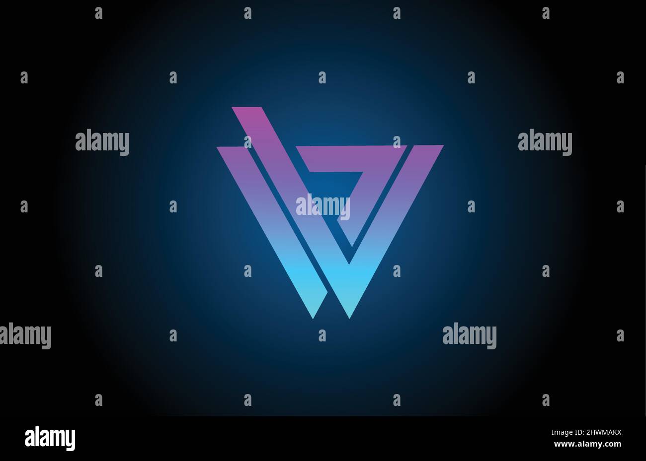 W blue alphabet letter logo icon with line design. Creative template ...