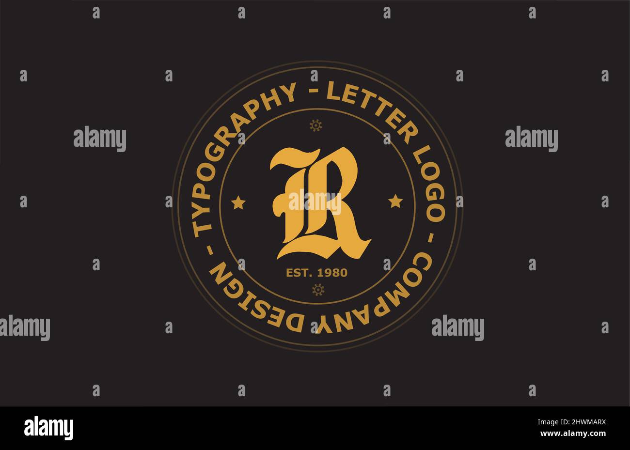 brown yellow R vintage alphabet letter logo icon design. Creative ...