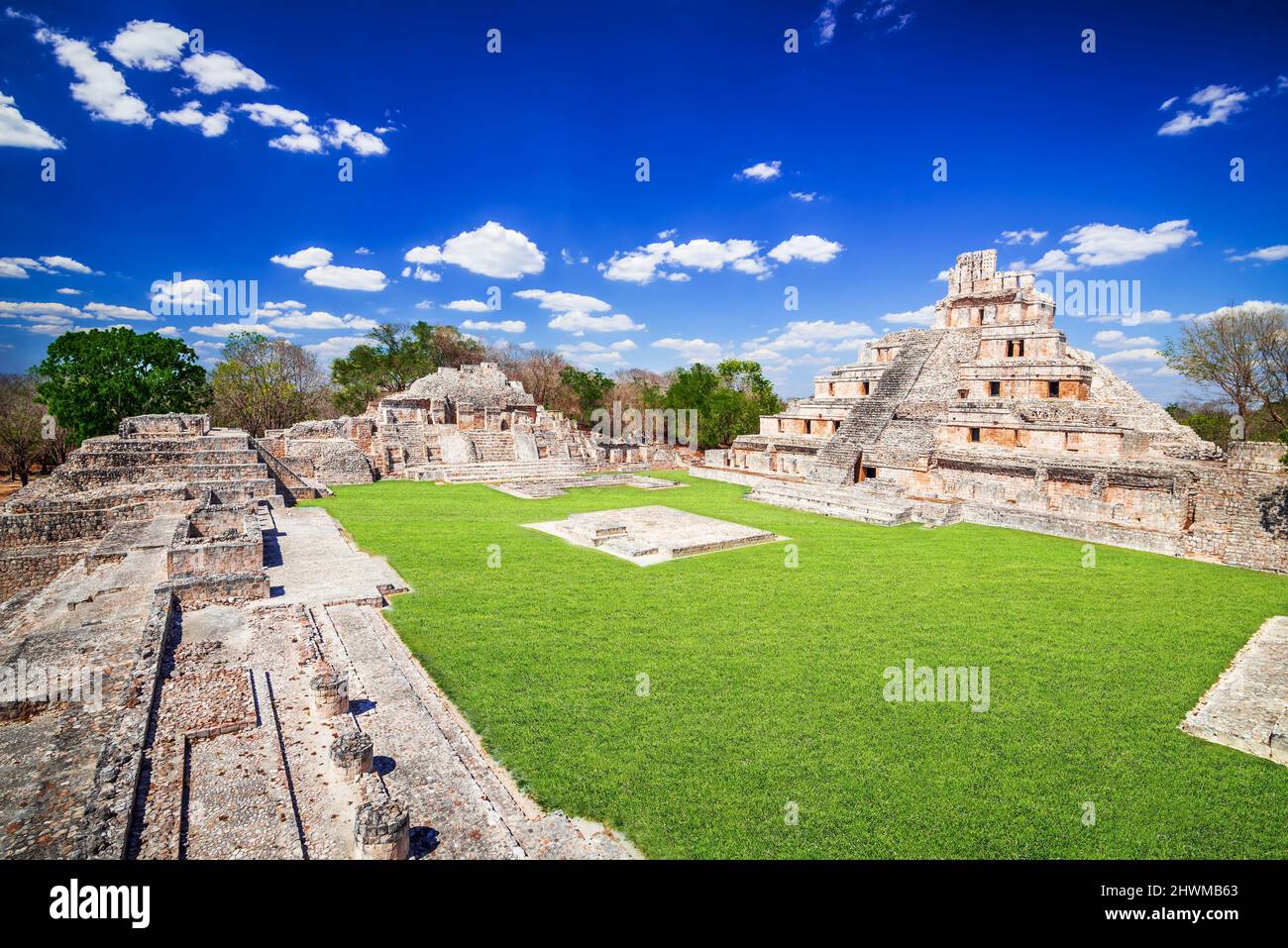 Campeche - Yucatan, Mexico. Edzna Mayan ruins. Pyramid of the Five ...