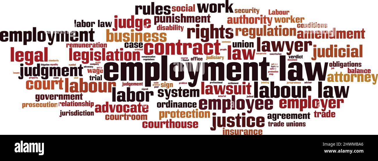 Employment law word cloud concept. Collage made of words about ...