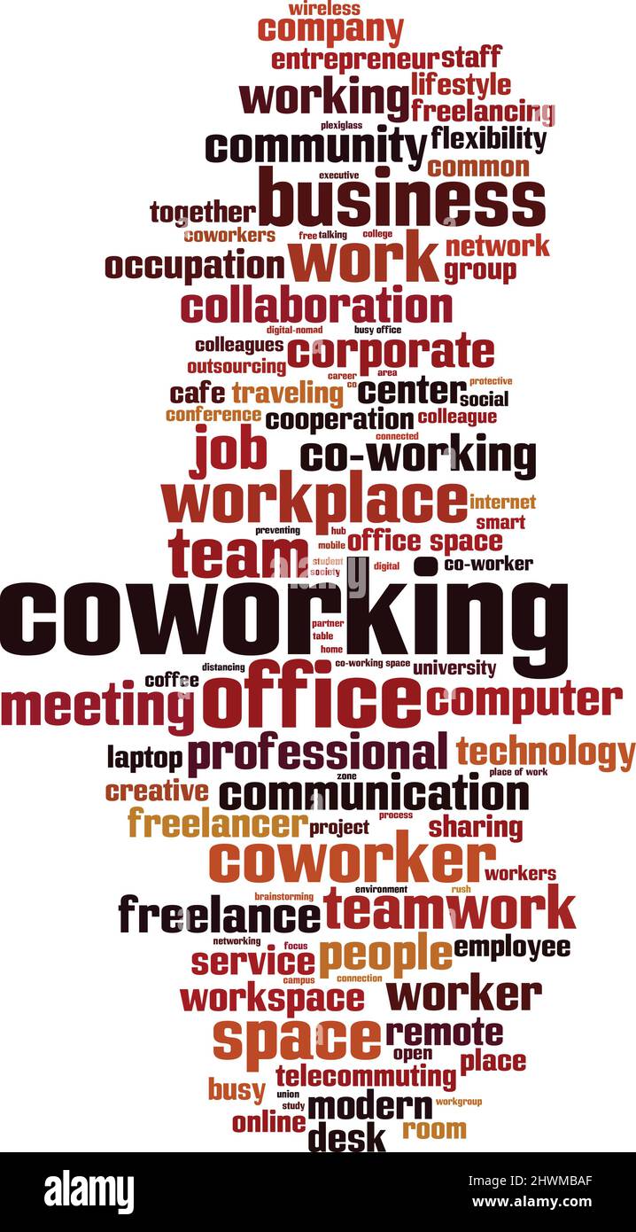 Coworking word cloud concept. Collage made of words about coworking ...