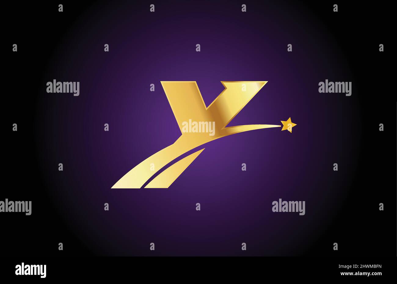 gold golden Y alphabet letter logo icon with star. Creative design for ...