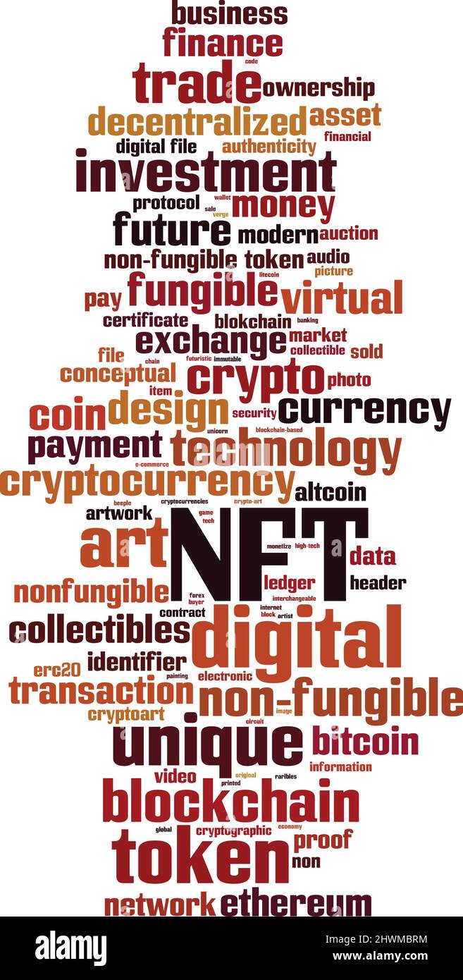 NFT word cloud concept. Collage made of words about NFT. Vector ...